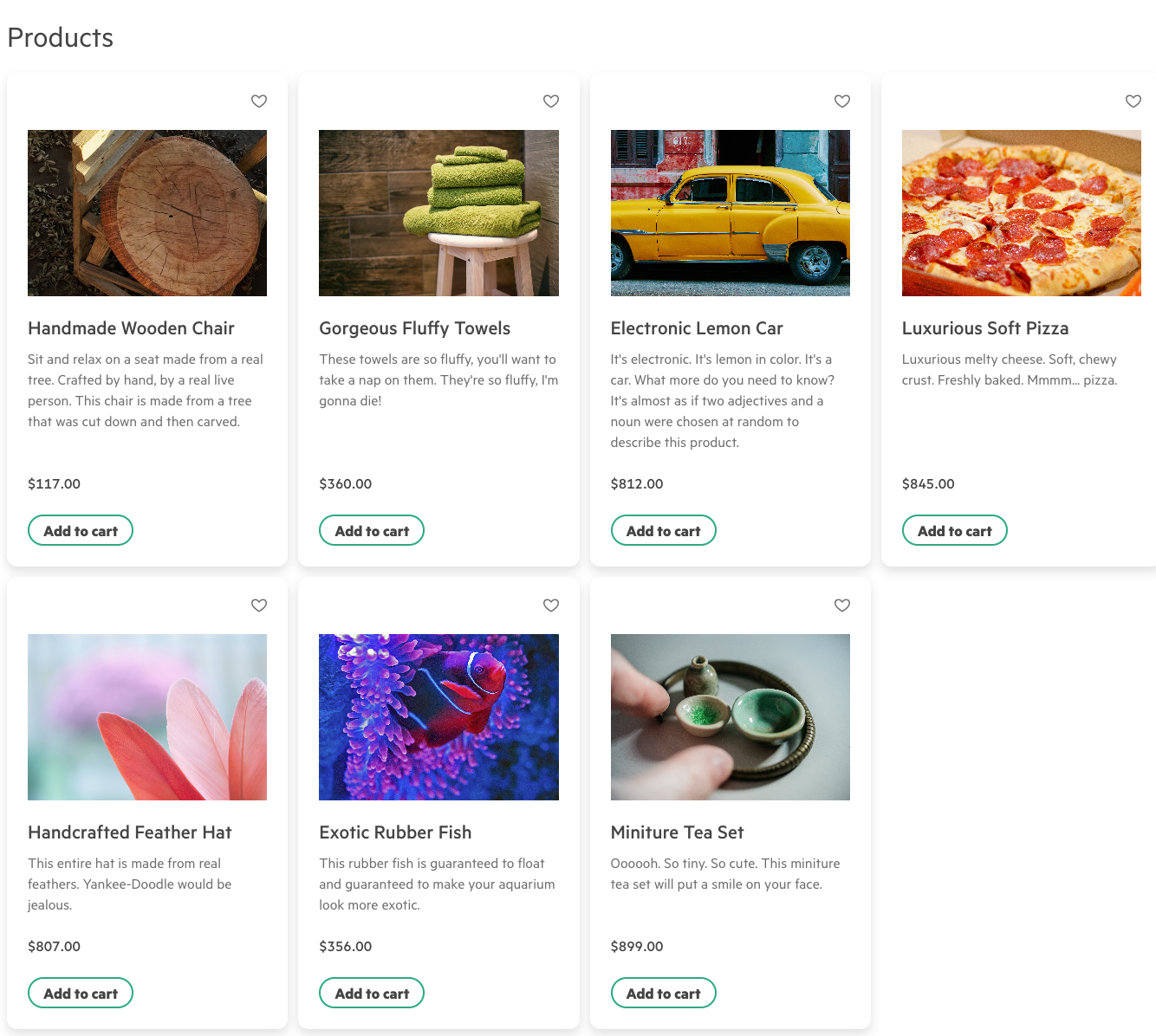 Image of a web page display product cards arranged in a grid.